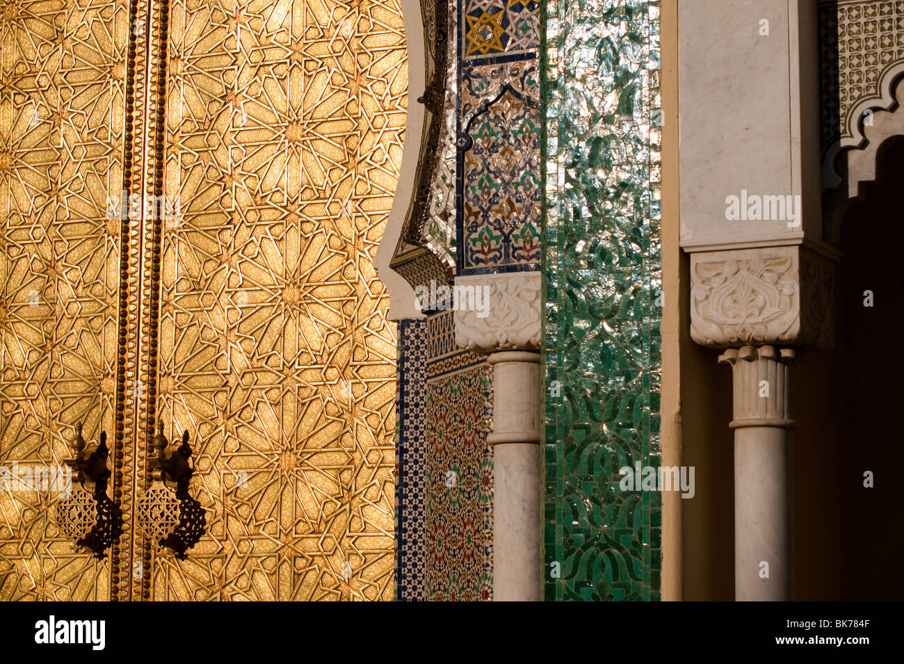 Ornate bronze doorway, Royal Palace, Fez el-Jedid, Fez, Morocco Stock ...