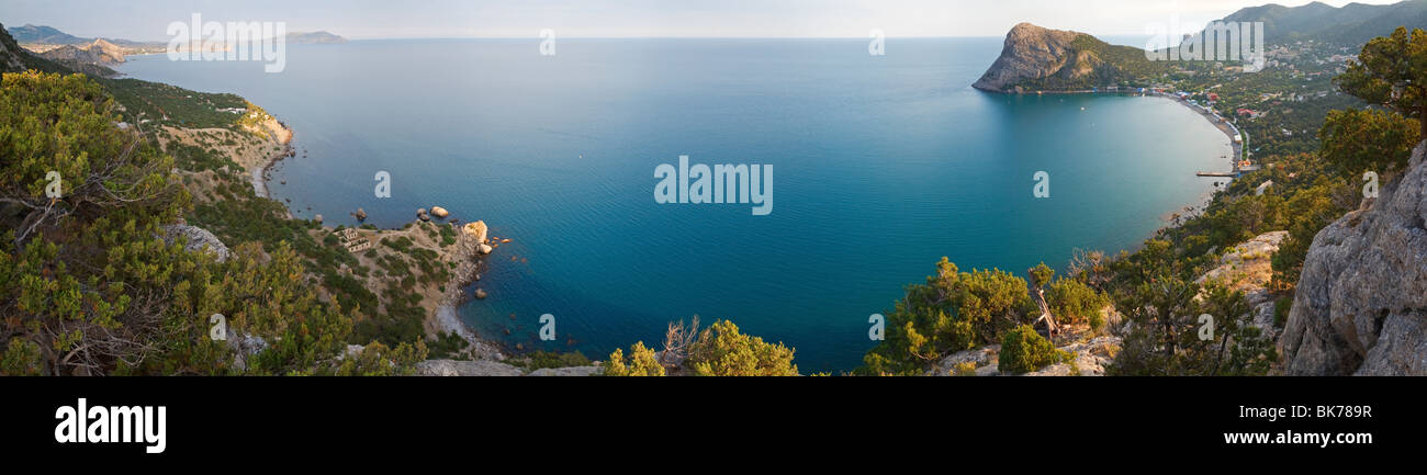 Evening summer coastline of "Novyj Svit" reserve (Crimea, Ukraine ...