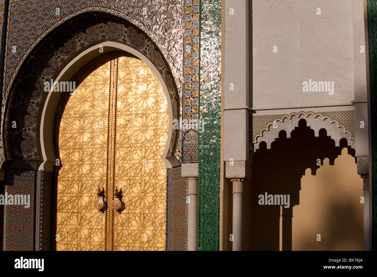 Ornate bronze doorway, Royal Palace, Fez el-Jedid, Fez, Morocco Stock ...