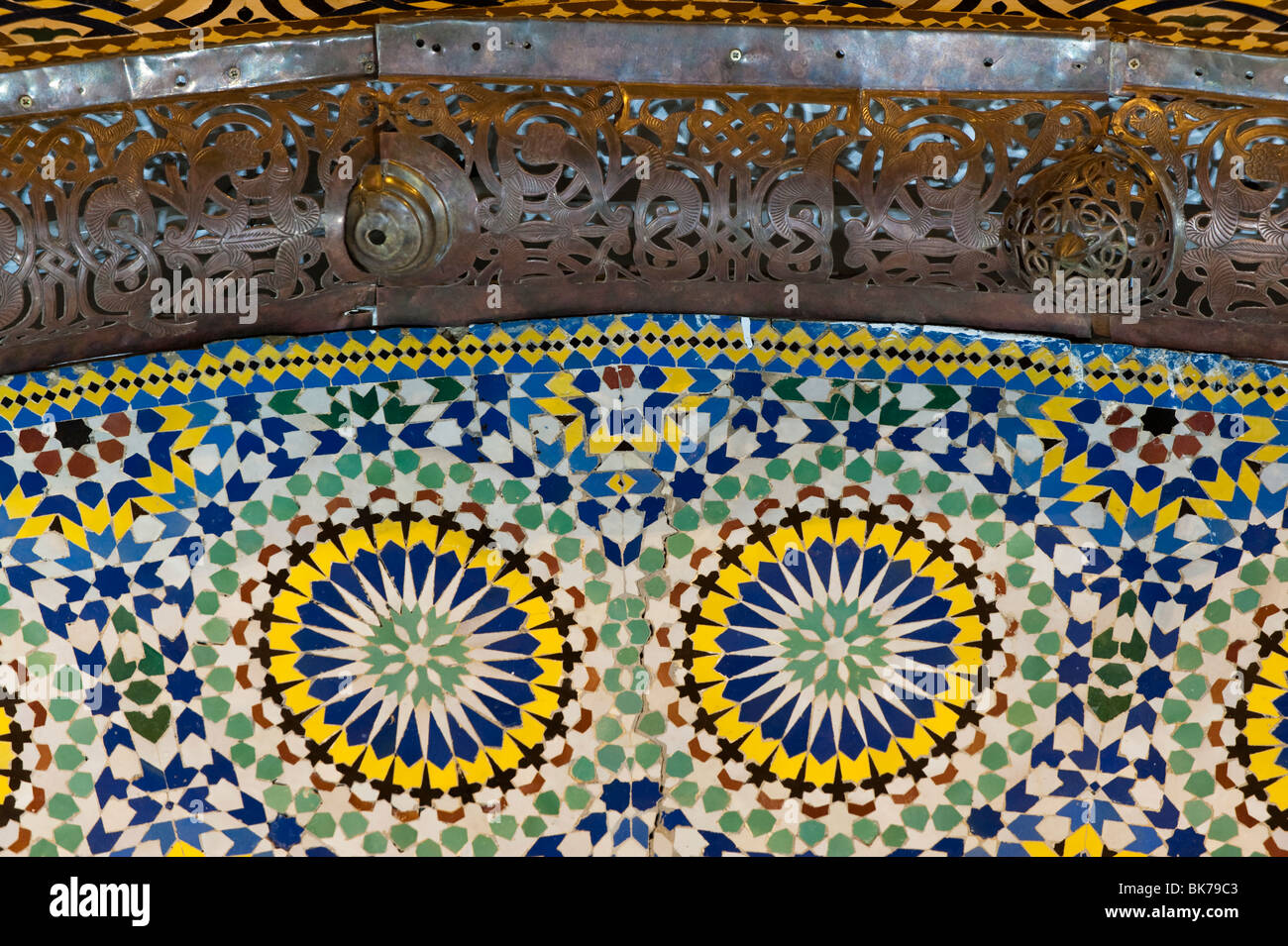 Ornate bronze doorway, main arch detail, Royal Palace, Fez el-Jedid ...