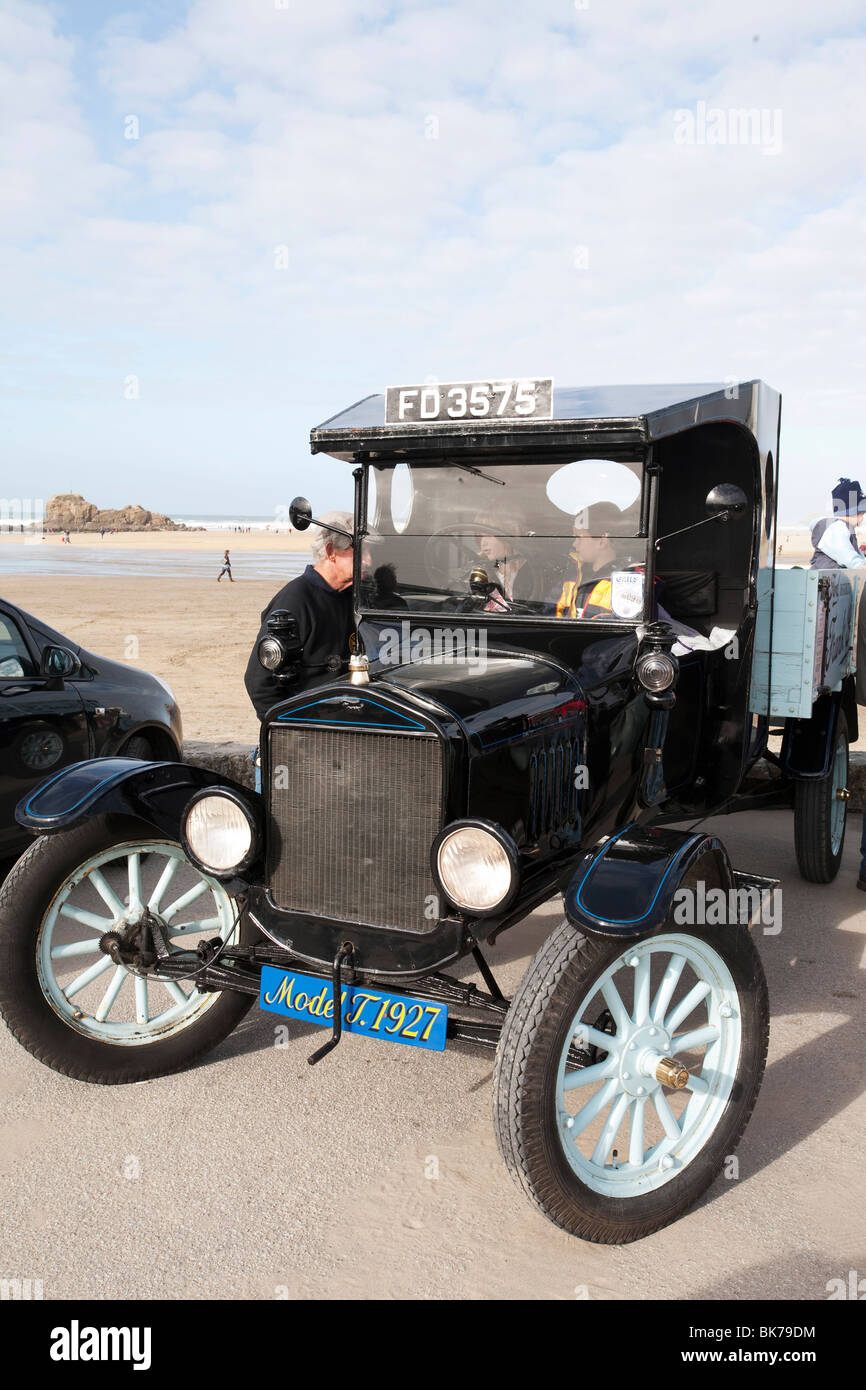 model T ford at classic car show by the beach at Perranporth in ...
