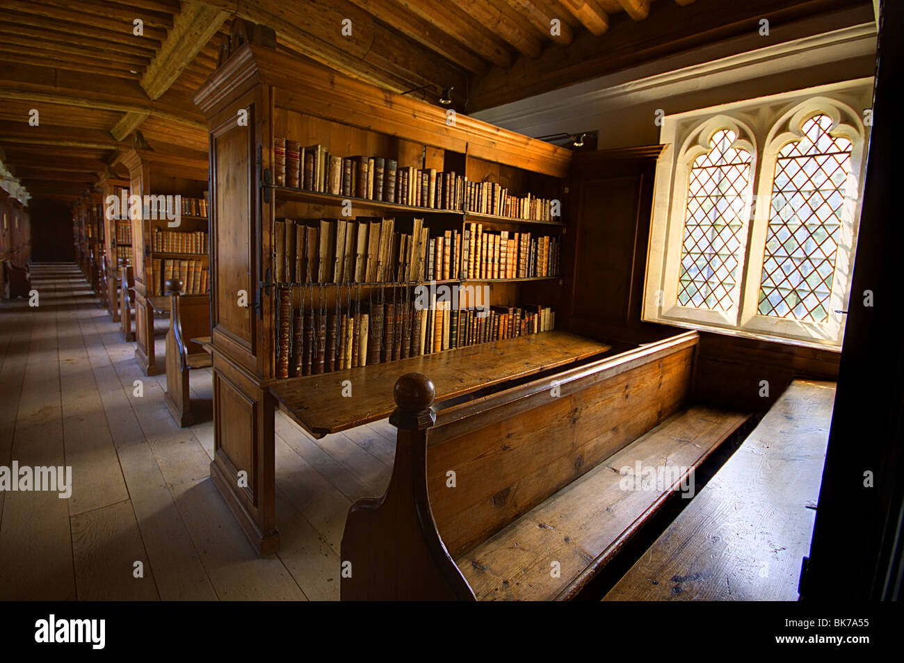 Wells Cathedral Somerset Library old books Stock Photo - Alamy