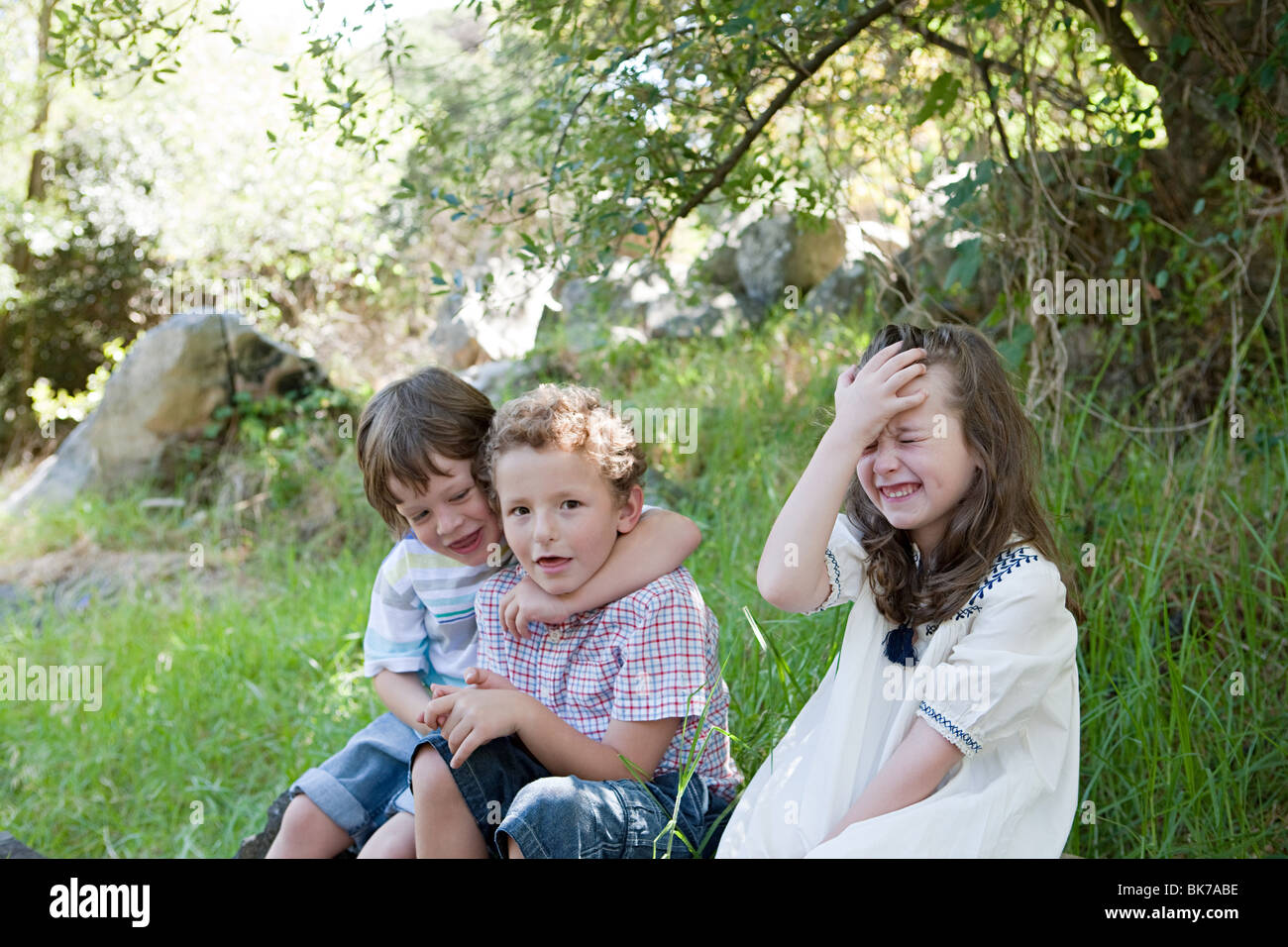Boy messing outdoors hi-res stock photography and images - Alamy