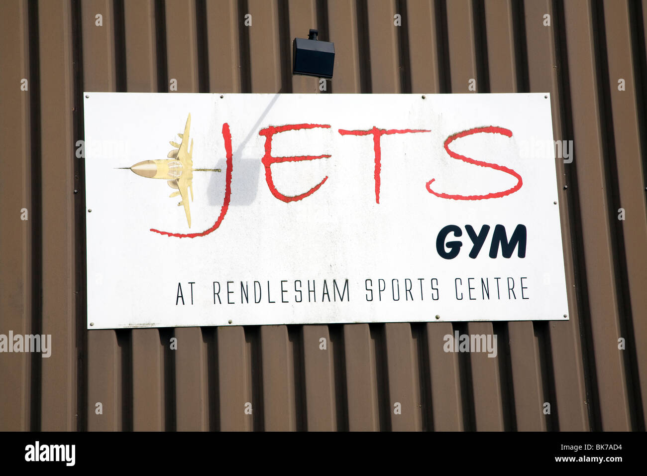 Sign Jets gym Rendlesham Sports Centre, former USAF Bentwaters, Suffolk ...