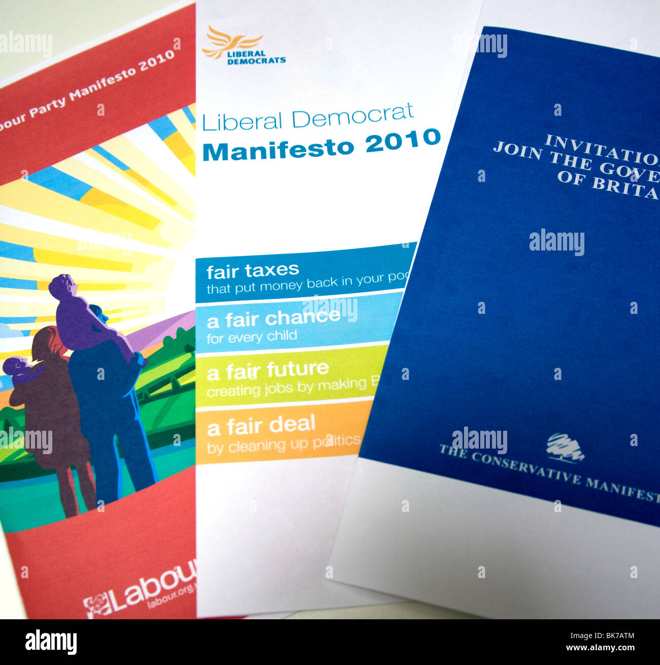 2010 General Election party manifestos Stock Photo - Alamy