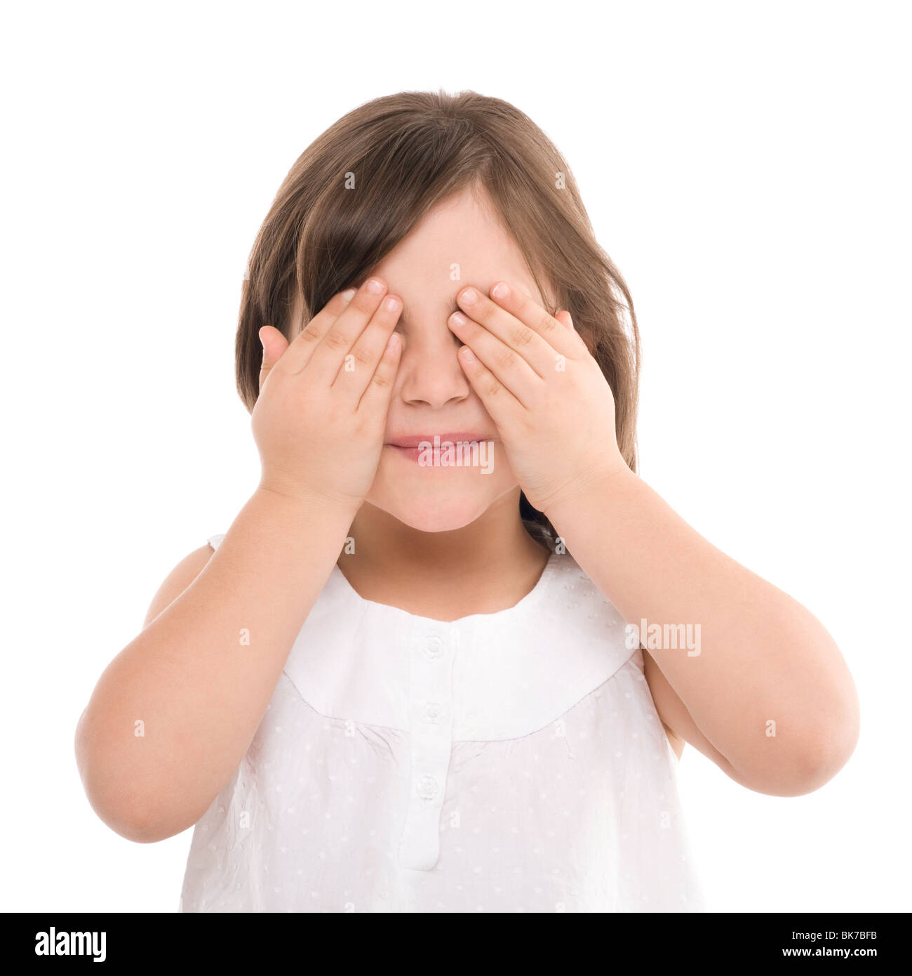 Girl covering her eyes Stock Photo - Alamy