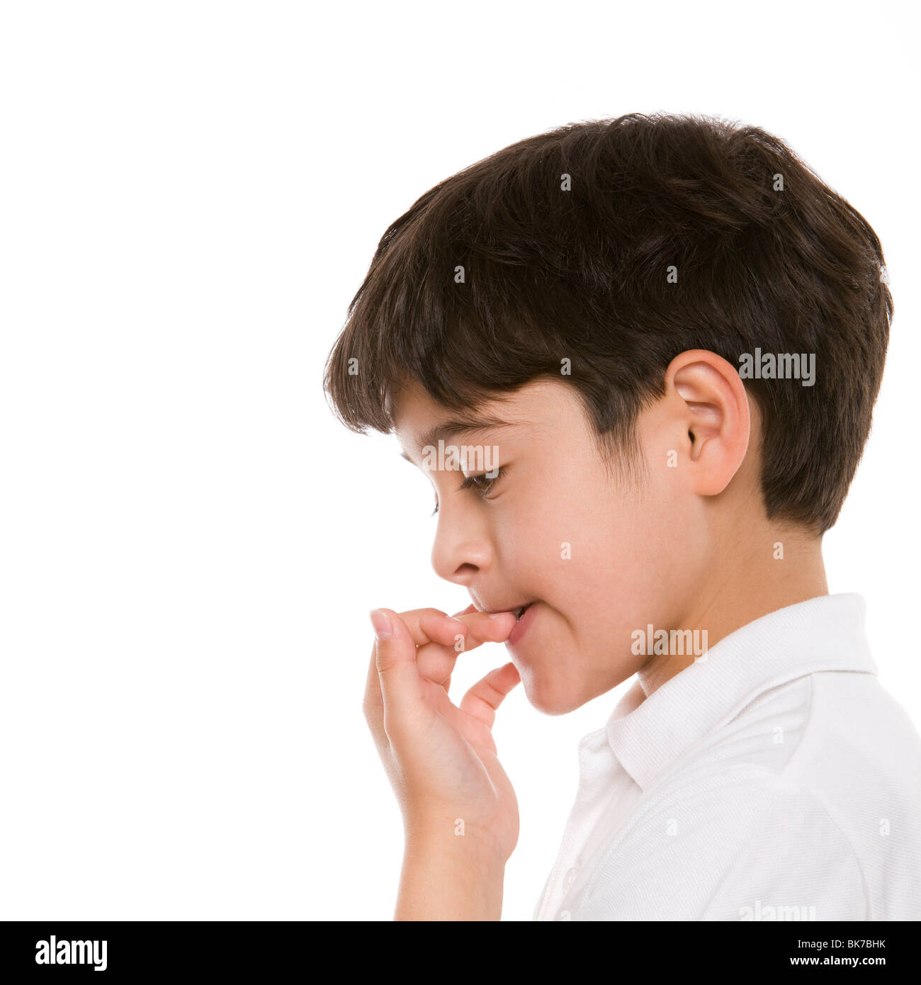 Child biting nails hi-res stock photography and images - Alamy