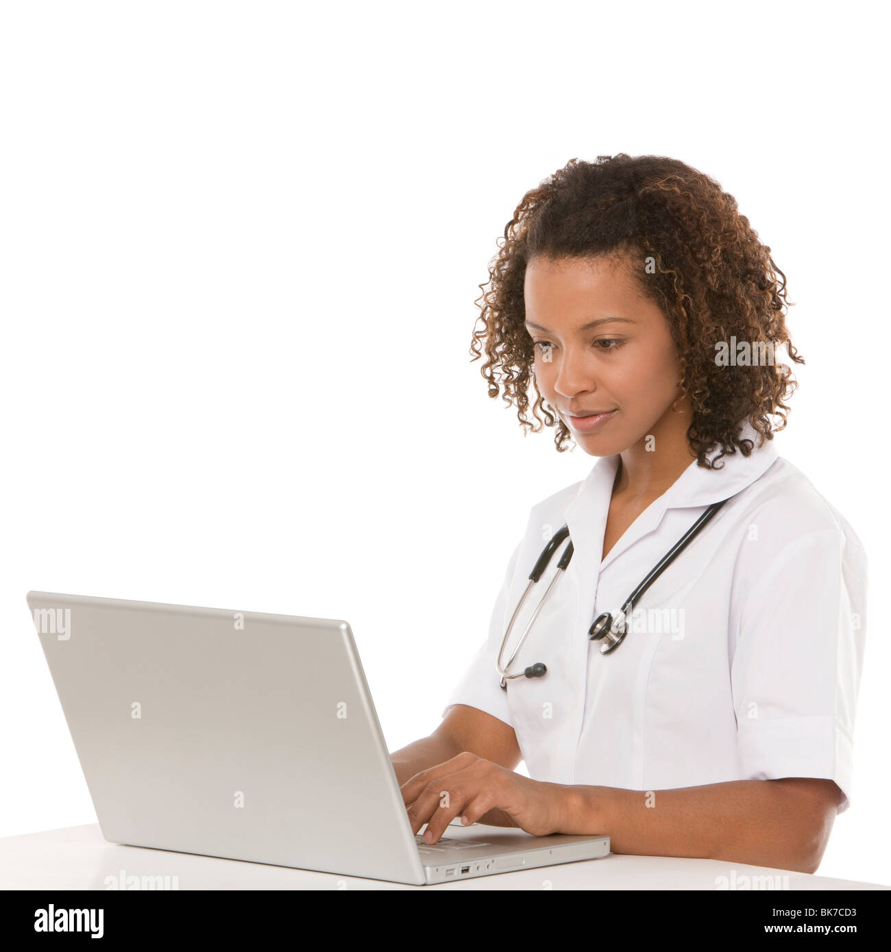 Nurse using a laptop Stock Photo - Alamy