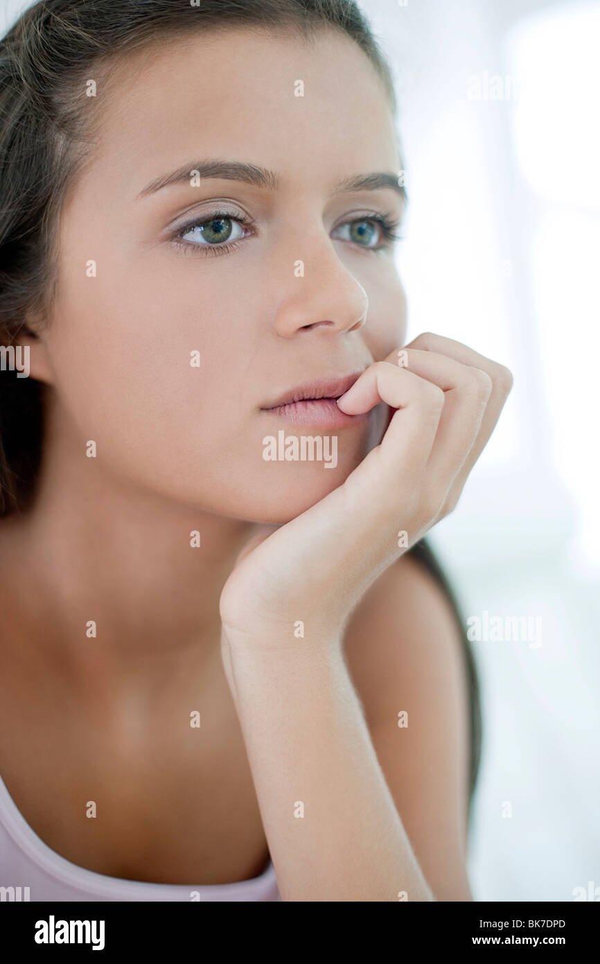 Thoughtful teenage girl Stock Photo - Alamy
