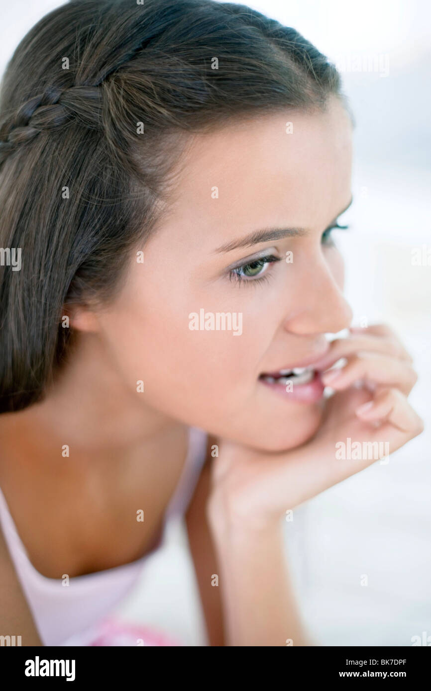 Thoughtful teenage girl Stock Photo - Alamy