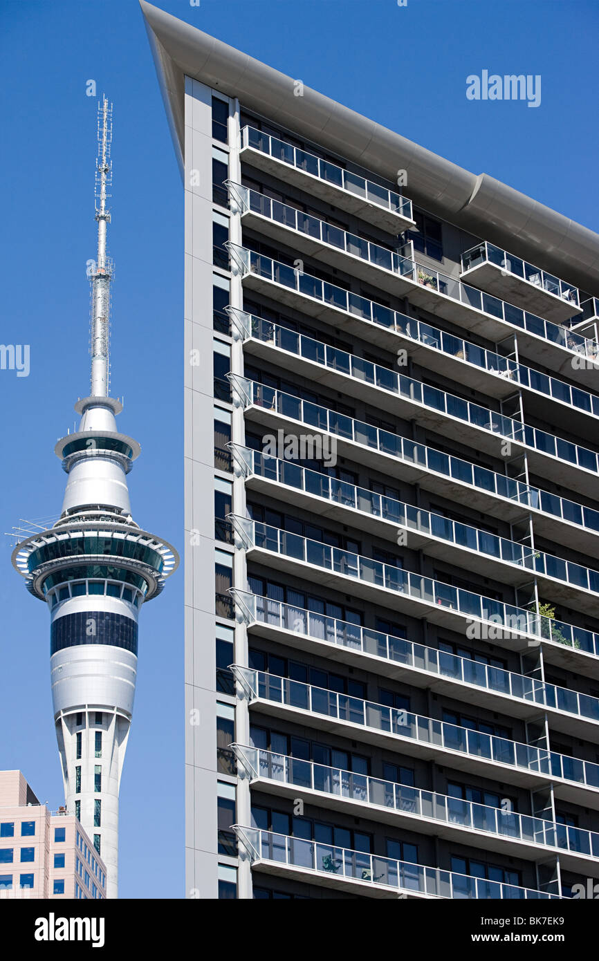 Auckland, skytower and skyscraper Stock Photo - Alamy