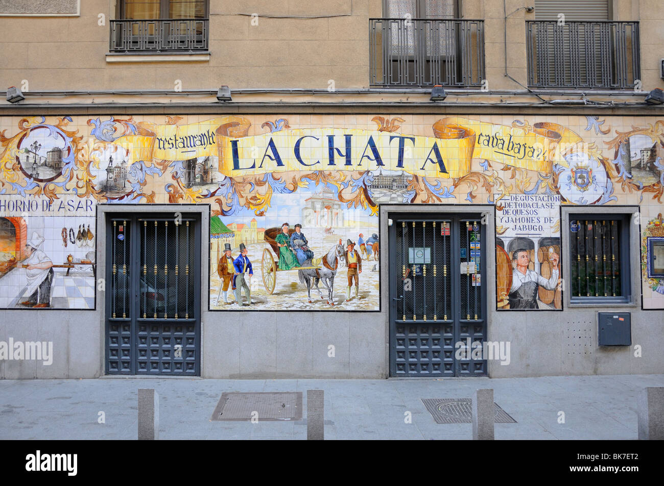 Madrid, Spain. La Chata Restaurant in Cava Baja. Famous Tiled Facade ...