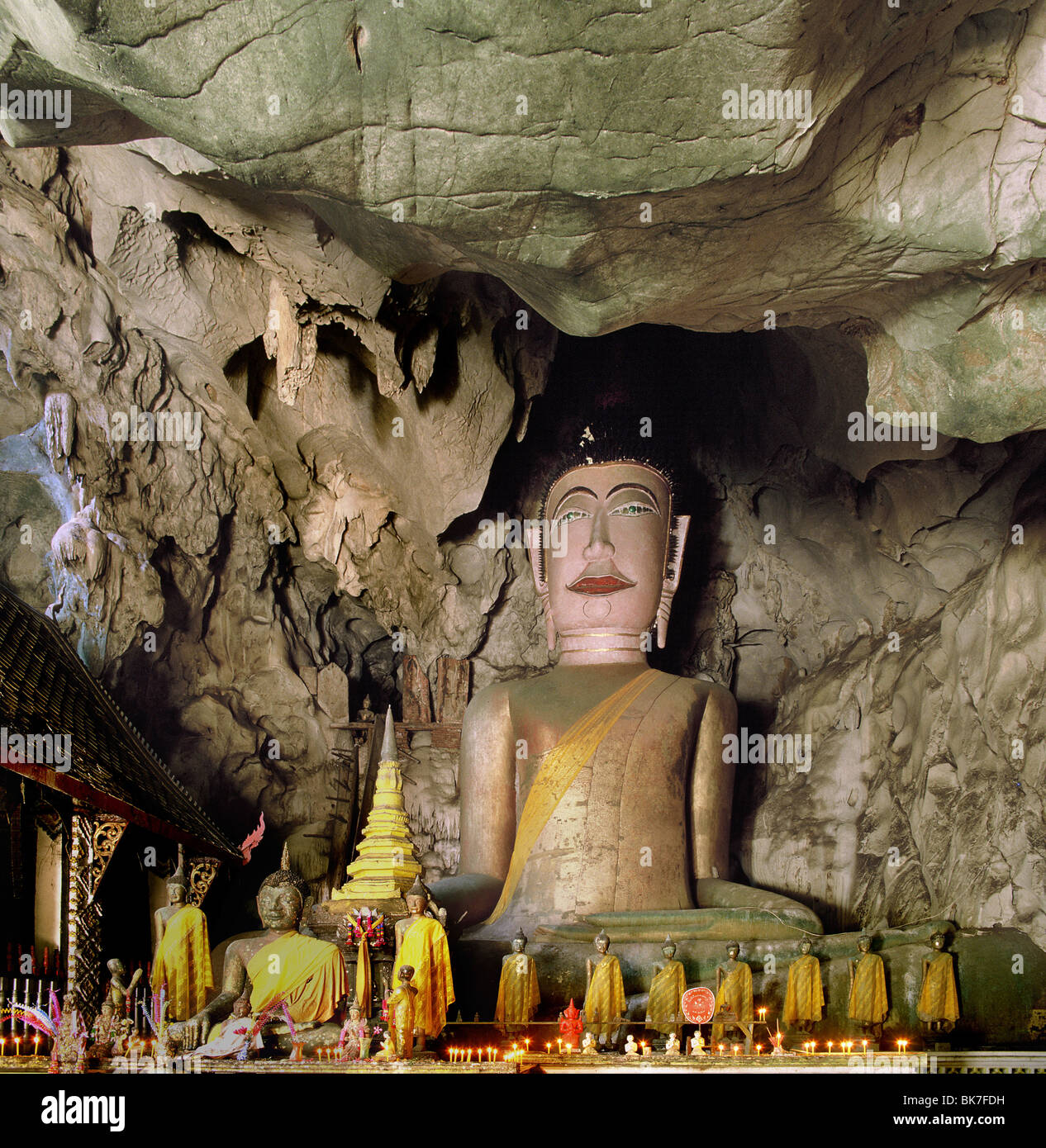 Giant Buddha image in a cave in the province of Fang, northern Thailand ...