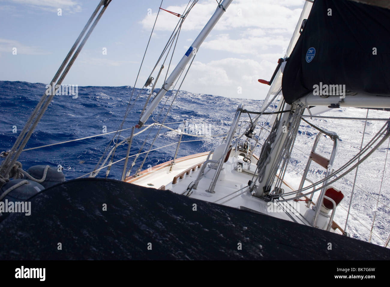 Crealock 34 LORD'S PRAYER close-hauled and triple-reefed sailing from ...