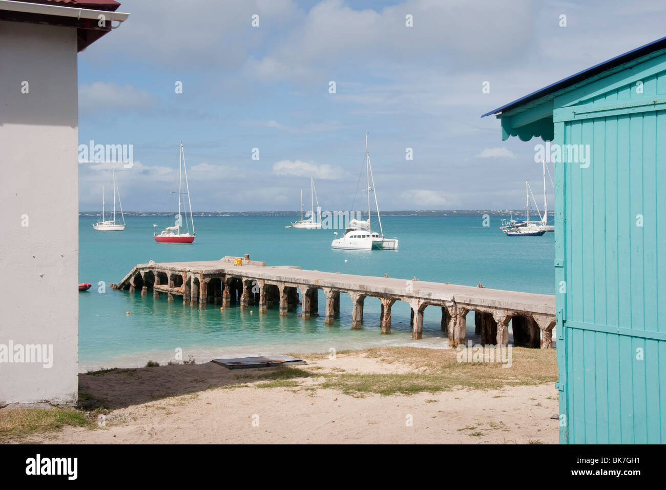 Collapsed pier at Baie de Grand-Case, Saint Martin Stock Photo - Alamy