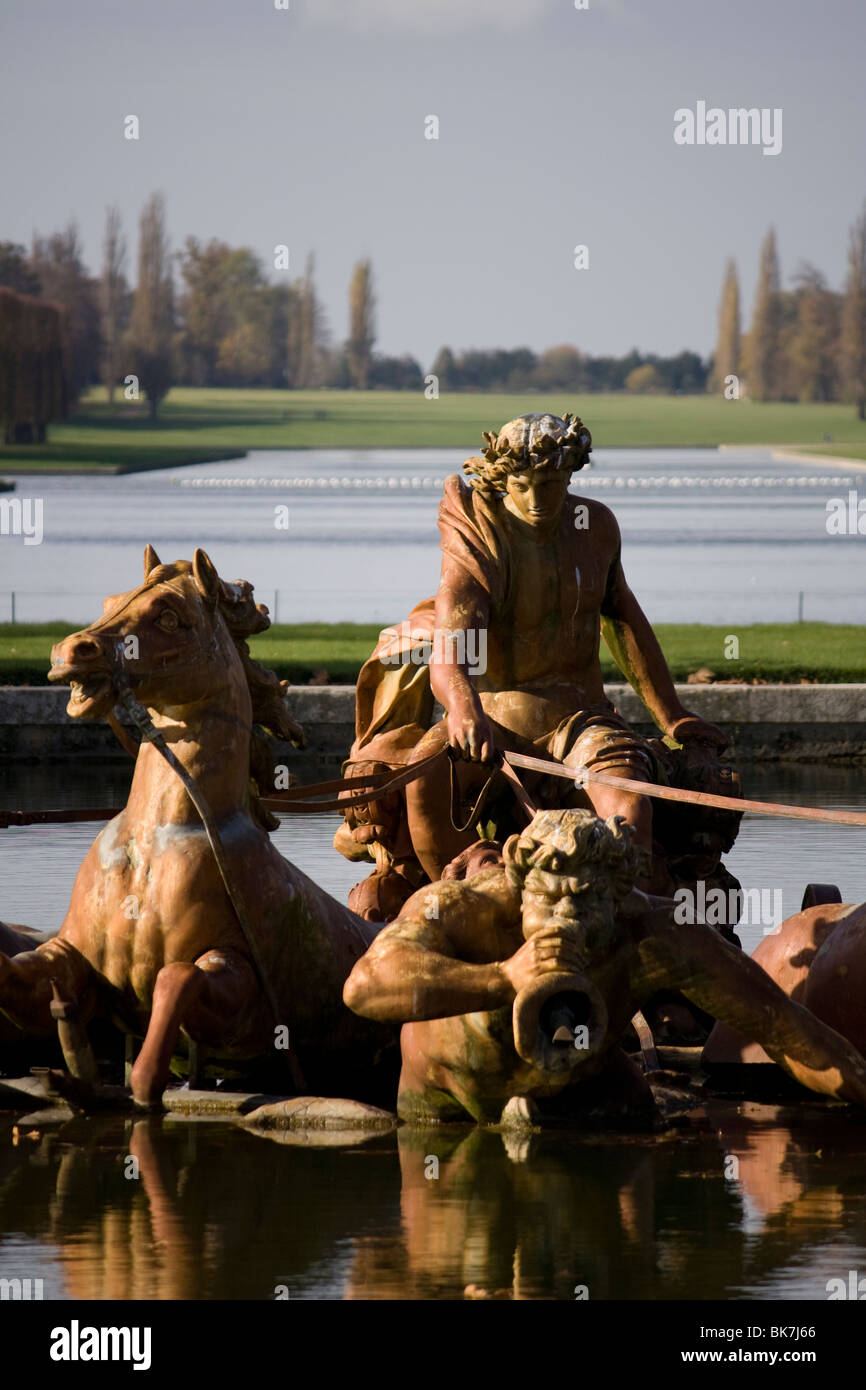 Statues from a fountain, in front of the Grand Canal. Palace of ...