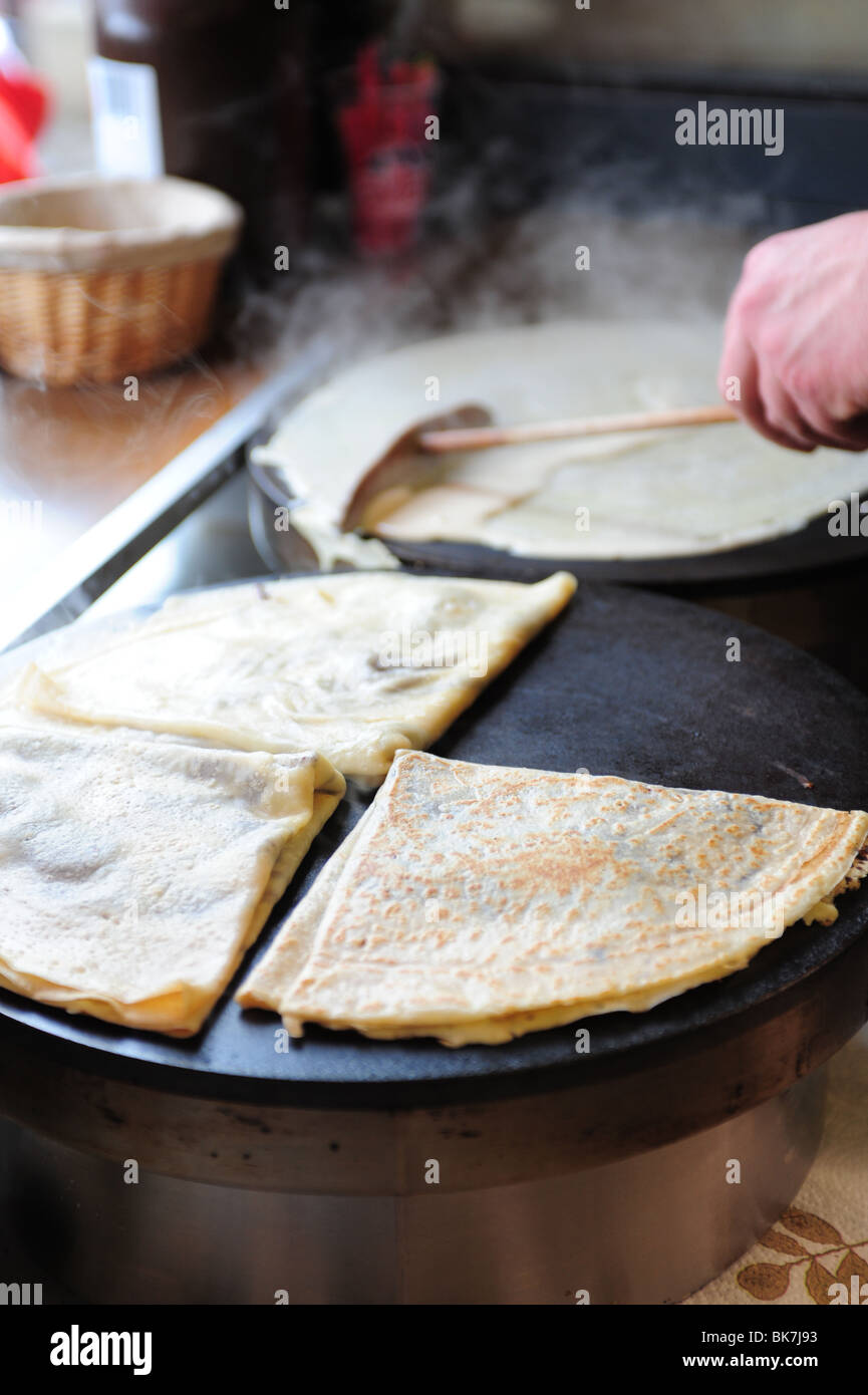 France Paris Montmartre crepe making at creperie nutella hot food ...