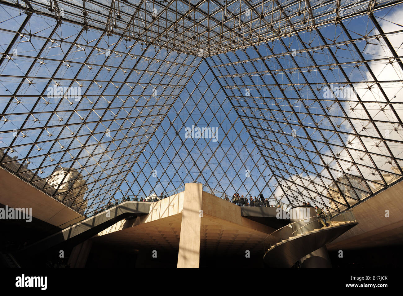 France Paris Louvre museum musee palais I.M. Pei interior pyramid glass ...