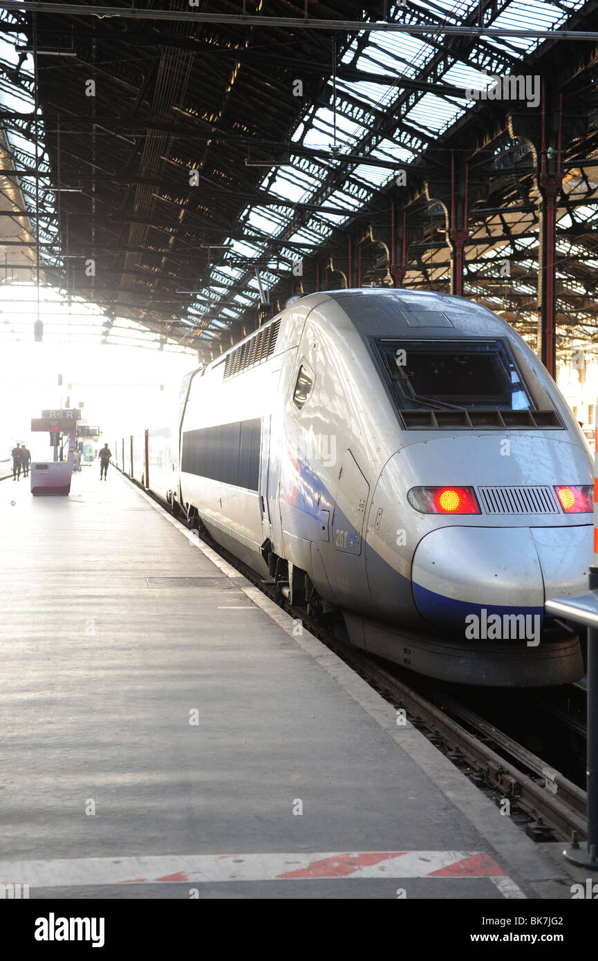 France Paris Train Station TGV train platform Stock Photo - Alamy