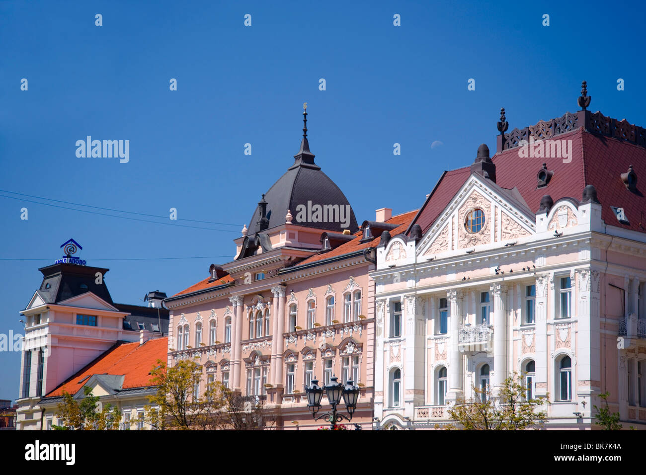 Restored buildings in the old town section of Novi Sad, Serbia, Europe ...