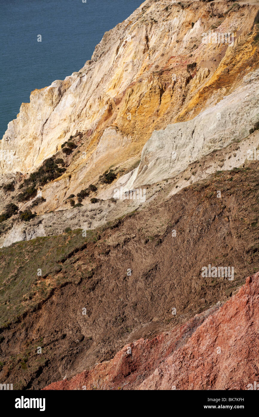 abstract Close up of coloured sands in cliffs at Alum Bay, Isle of ...
