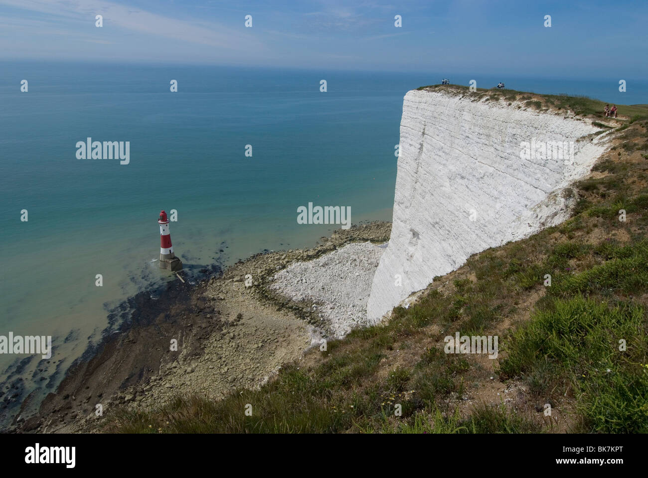 The White Cliff and lighthouse at Beachy Head, Sussex, England, United ...