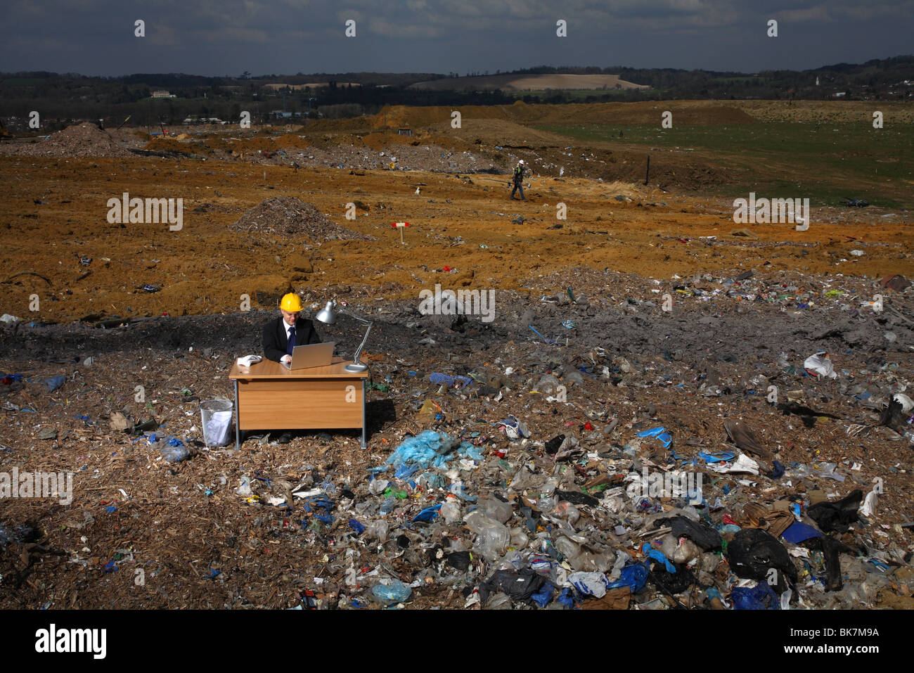 officer worker at desk at British landfill site Stock Photo - Alamy