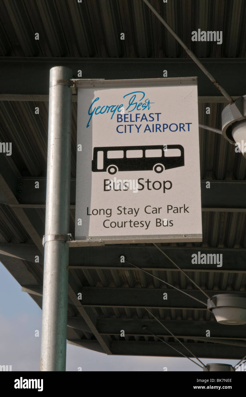 Bus stop at Belfast City Airport Stock Photo - Alamy