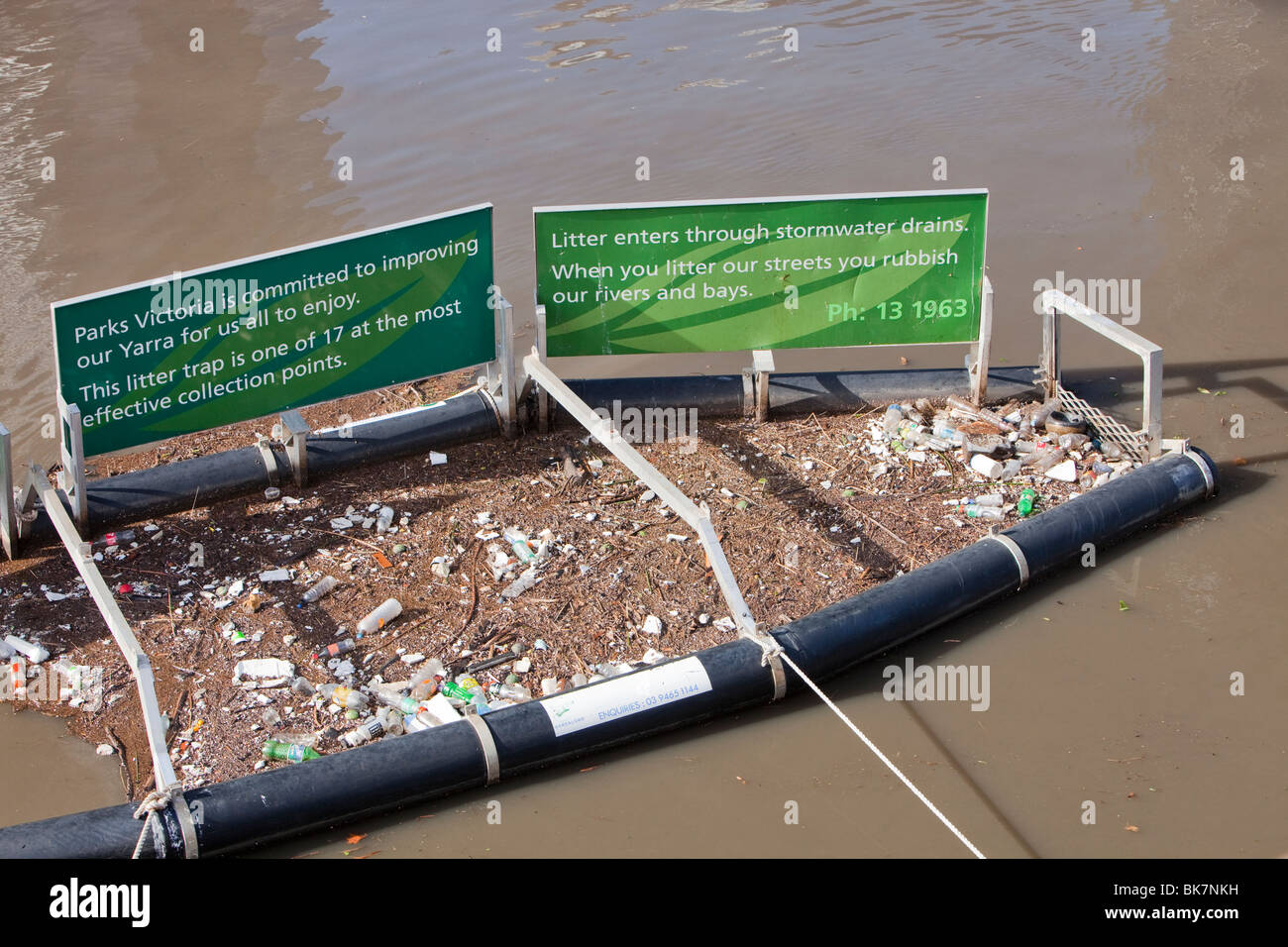 A litter trap on the Yarra River in Melbourne, Australia Stock Photo ...