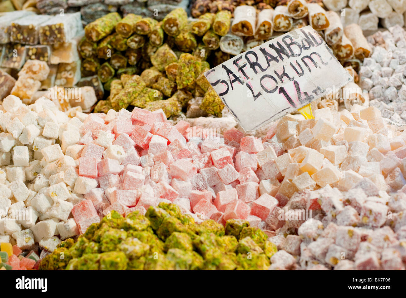 Lokum, turkish delight, Egyptian Bazaar Istanbul, Turkey Stock Photo ...