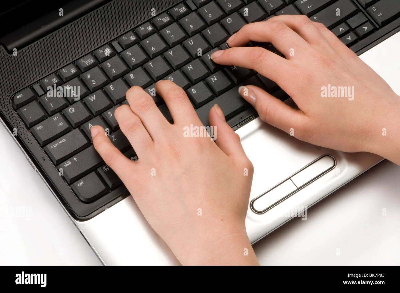 hand on laptop computer Stock Photo - Alamy