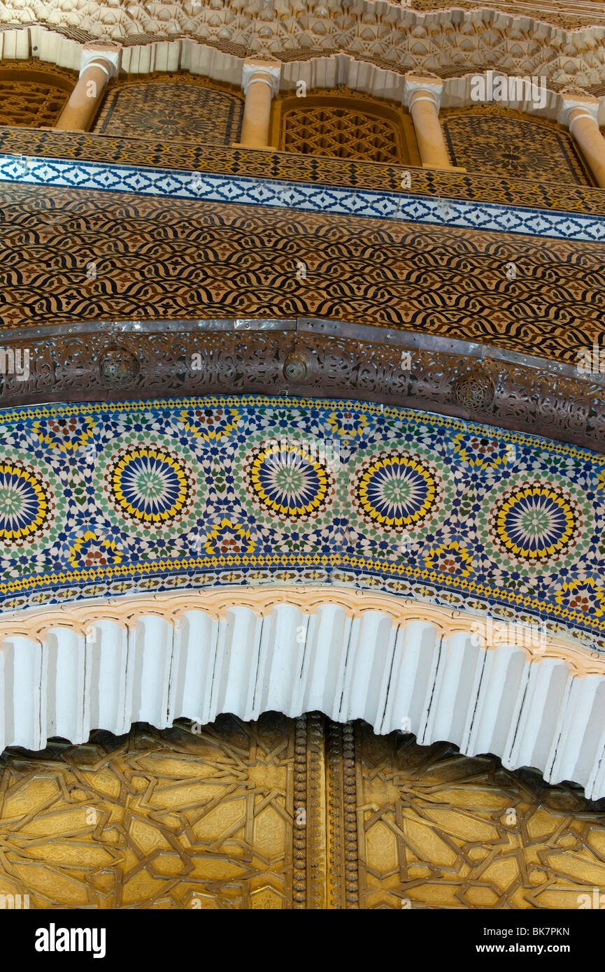 Ornate bronze doorway, main arch detail, Royal Palace, Fez el-Jedid ...