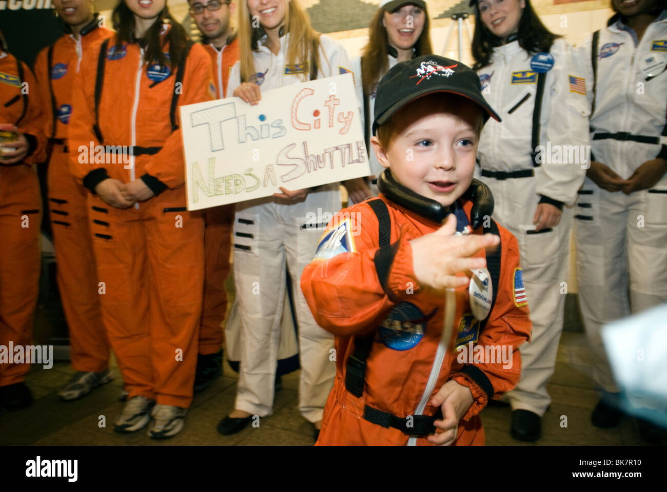 Rally on the subway to land the retiring space shuttle Discovery in New ...