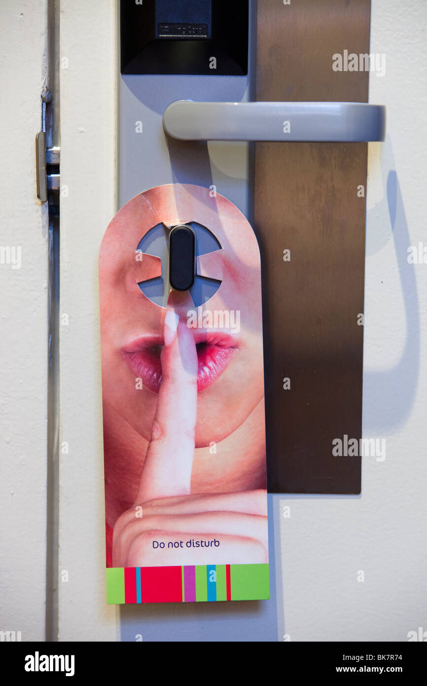 A do not disturb sign on a bedroom door in a hotel in Melbourne ...