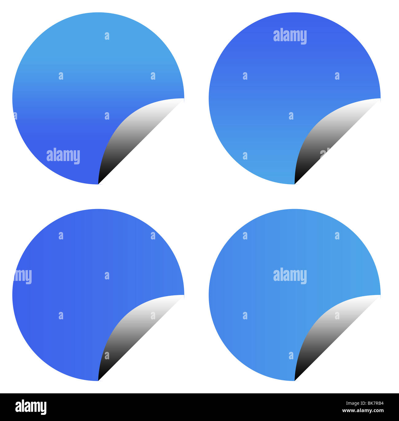 Blank blue gradient sticker buttons isolated on white background with ...