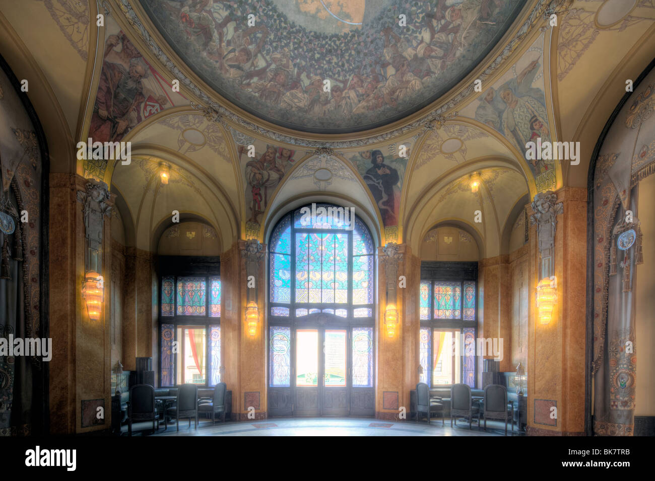 Mayor Hall, Municipal House, Obecní dům, Prague, Czech Republic Stock ...