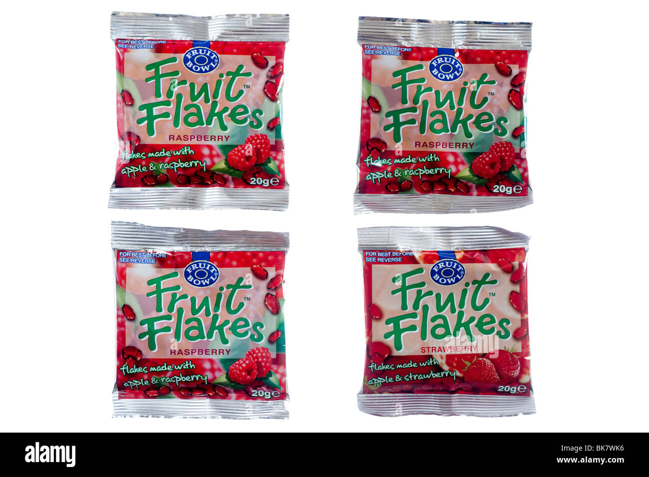 Four 20 gram packets of fruit bowl raspberry and strawberry fruit ...