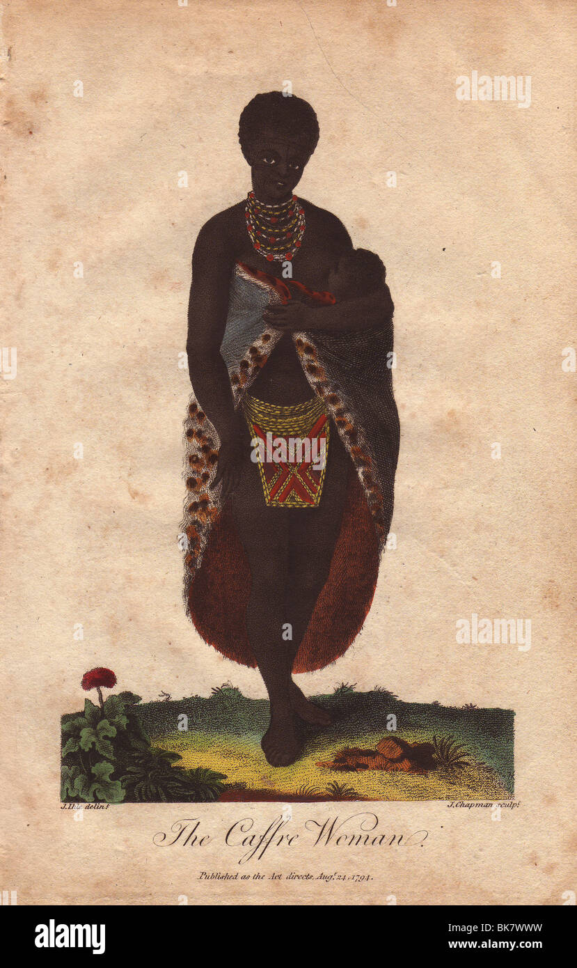 "The Caffre Woman" Woman of South Africa, nursing a baby Stock Photo ...