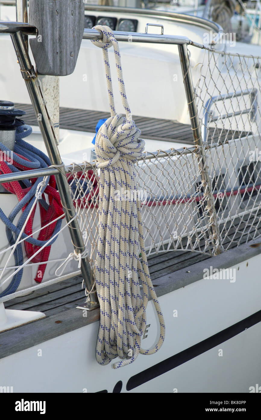 marine rope hanging white sailboat Stock Photo - Alamy
