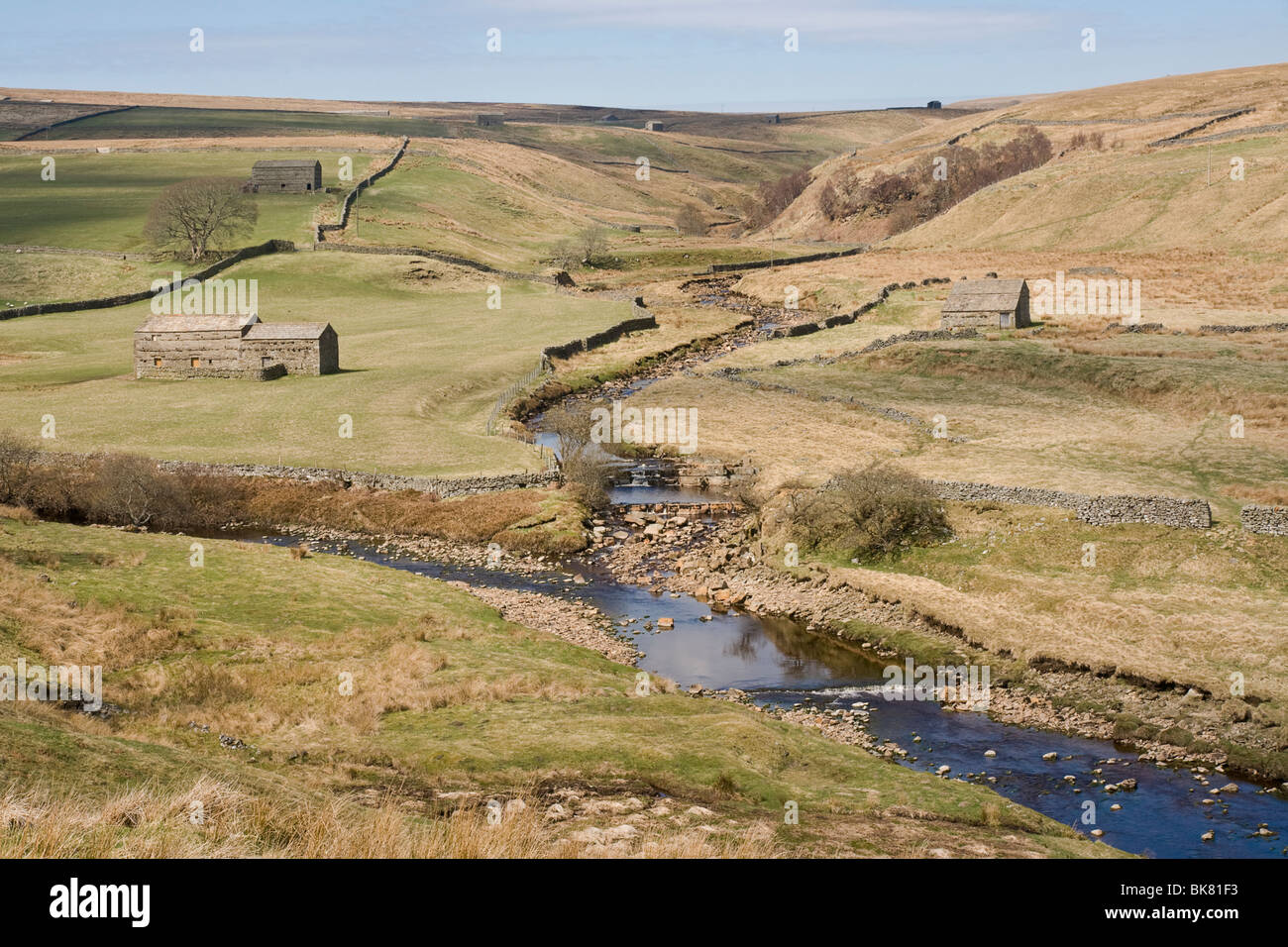 Upper Swaledale at the confluence of the River Swale with Whitsundale ...