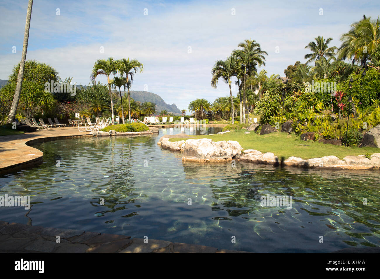 Landscaped swimming pool Hanalei Bay Resort Kauai HI Stock Photo - Alamy