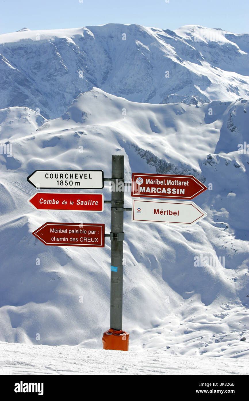 MERIBEL AND Courchevel SKI AREA OF THE THREE VALLEYS IN FRANCE Stock ...