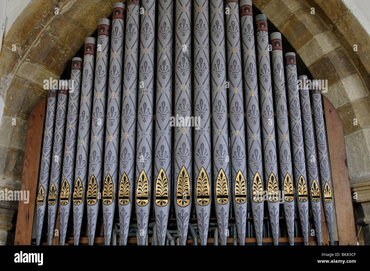 Organ pipes at St. Mary the Virgin Church, Morcott, Rutland, England ...