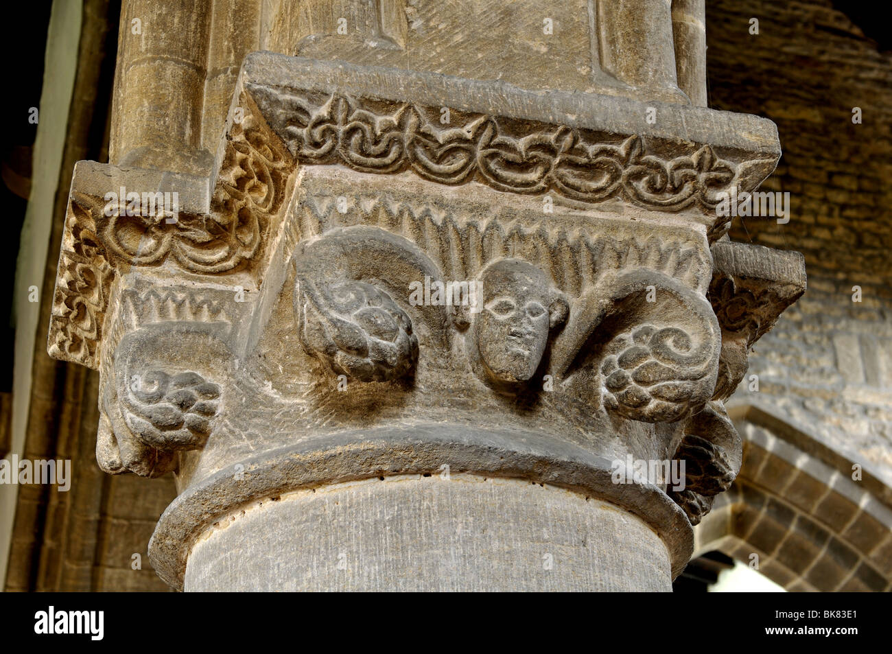 Carved capital in St. Mary the Virgin Church, Morcott, Rutland, England ...
