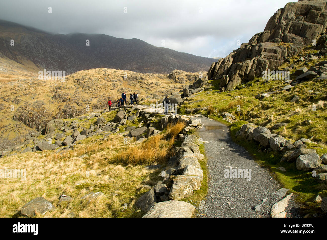The Pyg track near Pen-y-Pass, Snowdon (Yr Wyddfa), Snowdonia, North ...