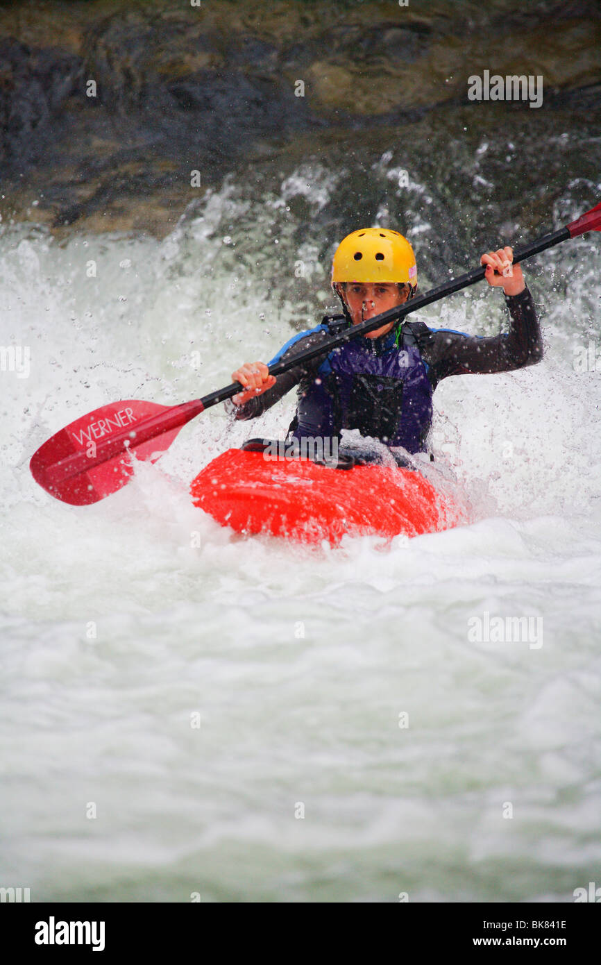 kayak kayaking white water paddle sport action Stock Photo - Alamy