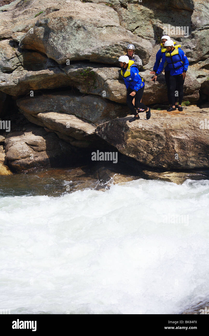 RAFTERS JUMPING INTO WATER PRACTICING SAFETY FOR WATER RESCUE ...