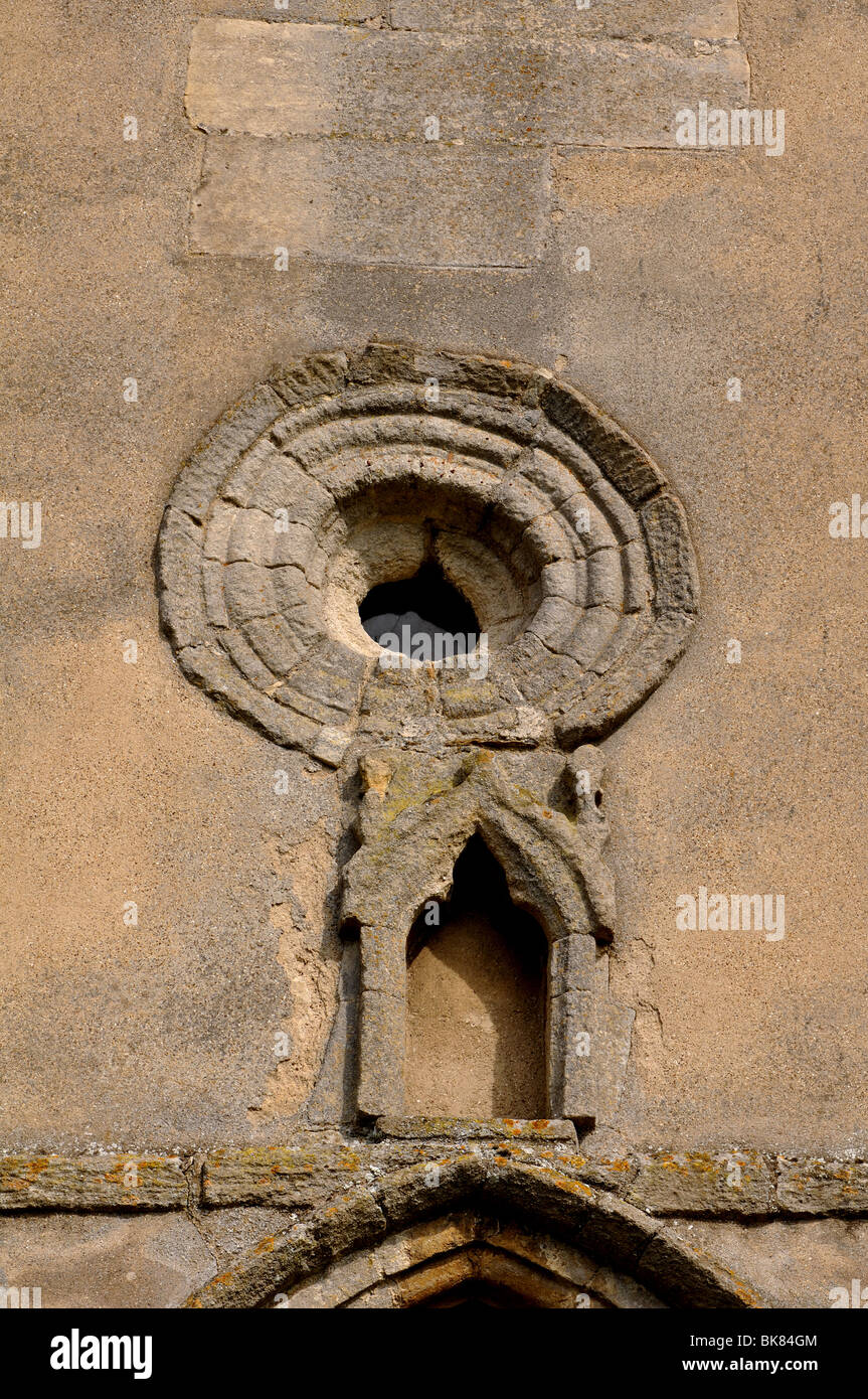 Small belfry window in St. Mary the Virgin Church, Morcott, Rutland ...