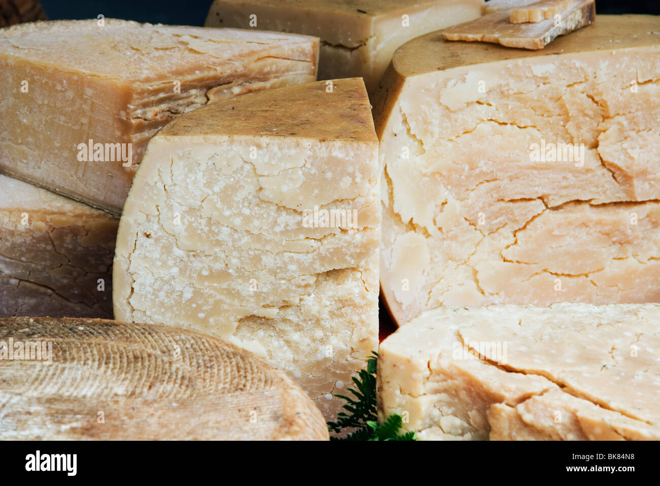 Close-Up Of Large Cheese Wheels, Ajaccio, Corsica, France Stock Photo ...