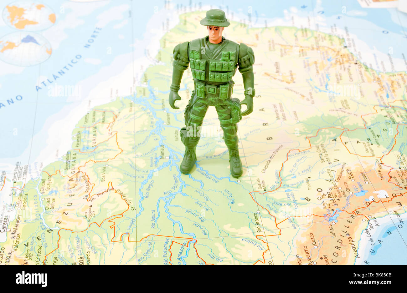 toy soldier on world map Stock Photo - Alamy